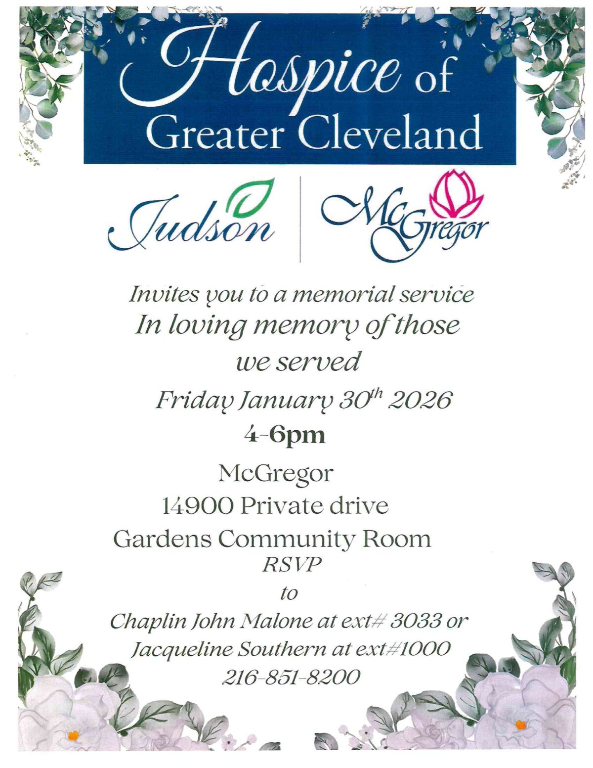 Celebration of Life Memorial Service | McGregor Amasa